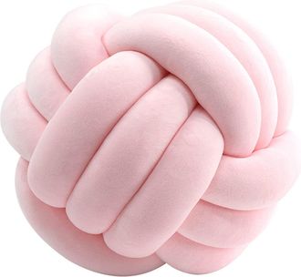 Generic Knotenkissen, Geknotetes Kissen, Weiches Pl&uuml;sch Knoten Kugelkissen Hand Geflochten Knoten Pillow Ball Zierkissen f&uuml;r Sofa, Bett, Dekorativ (Rosa, 27cm