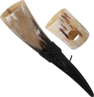 Amosfun Wikinger Trinkhorn Aus Kuhhorn Gro&szlig;er Mittelalter Und Renaissance Becher Mit Lederriemen Und Halterung Haus Und Partydekoration
