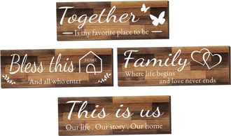 Holibanna 4 Stück Türschild Holzschild Für Zuhause Inspirierende Holzschilder Inspirierende Wandkunst Buchstabentafel Aus Holz Schlafzimmer Hängende Schilderdek