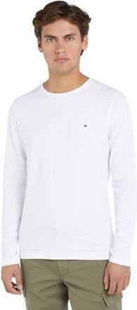 Tommy Hilfiger T-Shirt Manches Longues Homme Stretch Slim Fit Coton, Blanc (White), XXL