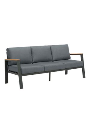 ambia GARDEN Loungesofa, Anthrazit, Grau, Natur, Holz, Metall, Textil, Eukalyptusholz, massiv, 3-Sitzer, F&uuml;llung: Komfortschaum, 191x74x75 cm, Loungem&ouml;bel, Outdoor