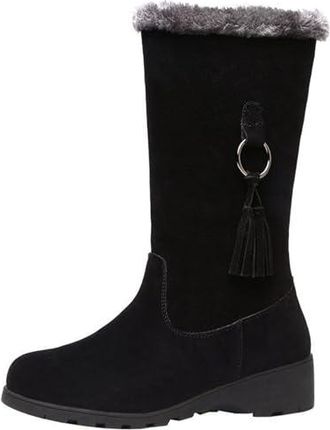 E.SSUE Bottes de Neige Femme Cowboy Bottillons Femme Mode Hiver Chaud ÉPais En Coton Mode Pas Cher Bottines Impermeables Velours Talon Plates Ankle Boots