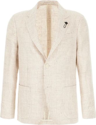 Lardini Homme, Vestes, Beige, Taille: M Blazer Boutonn&eacute; &agrave; Carreaux