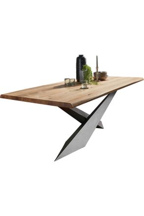 Linea Natura Esstisch, Schwarz, Wildeiche, Holz, Wildeiche, massiv, rechteckig, eckig, 100x75x220 cm, FSC, in verschiedenen Gr&ouml;&szlig;en erh&auml;ltlich, Gestellauswahl, Holz