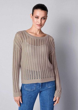 Alba Moda Strickpullover Pullover mit Lochstrickmuster