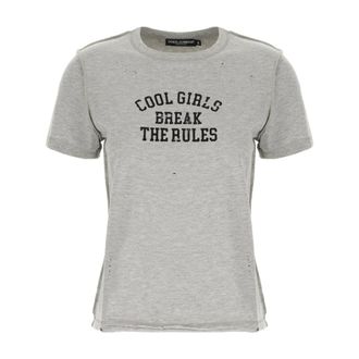 Dolce & Gabbana T-Shirt aus Jersey mit Print - - Tops - Damen - Grau - L