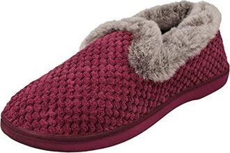 Padders Misha Chaussons larges en mousse &agrave; m&eacute;moire de forme pour femme, Bordo Popcorn, 37 EU
