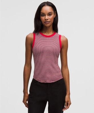 lululemon D&eacute;bardeur Hold Tight &agrave; col rond pour Femmes - Rouge/Blanc/&Eacute; - Taille 10