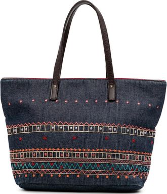 Burberry Shopper - Embroidered Denim Tote - Gr. unisize - in Blau - für Damen