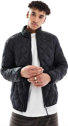 Superdry Fuji Lite - Jacke in Tiefschwarz mit Rautensteppmuster