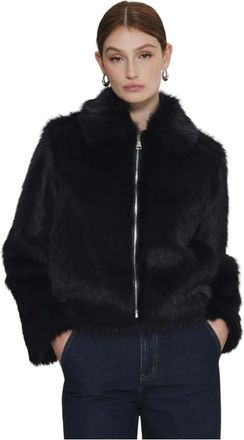 Kaos Kaos, Femme, Vestes, Noir, Taille: 42 FR Veste en fausse fourrure