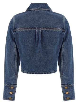 Balmain Cropped Denim Jacket - Blue
