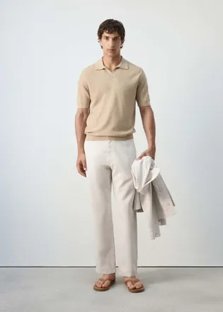 Mango Jean regular fit en m&eacute;lange de coton et lin &eacute;cru - Homme - 38 - MANGO MAN