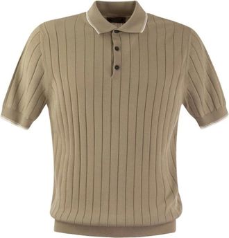 PESERICO Homme, Tops, Beige, Taille: 4XL Polo en Pur Fil de Cr&ecirc;pe de Coton