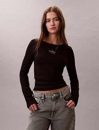 Calvin Klein Monologo T-shirt Mit U-ausschnitt - Black - Damen - XS