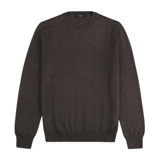 Fay Homme, Pulls, Brun, Taille: 3XL Pull en laine &agrave; col rond