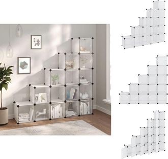 vidaXL Vidaxl - Regalsystem mit 15 W&uuml;rfeln und T&uuml;ren Transparent pp - Regal - Staurauml&ouml;sungen - Aufbewahrungssystem - Polypropylen Regal - Transparenter