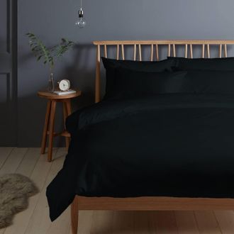 Pizuna 400 Fadenzahl aus Baumwolle Bettw&auml;sche Schwarz, 100% Langstaple Baumwolle Bettbezug und Kissenbezug, 100% Baumwolle Mako Satin 2-Teilig Bettw&auml;scheset 