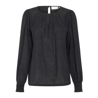 Kaffe Schwarze Tiefe Smock Manschette Bluse - - Blouses & Shirts - Damen - Schwarzk - L