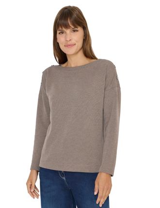 Cecil Softes Melange Shirt Chocolate Mousse Melange XXL