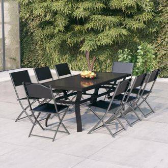 vidaXL 9-tlg. Garten-Essgruppe Grau und Schwarz - Vidaxl