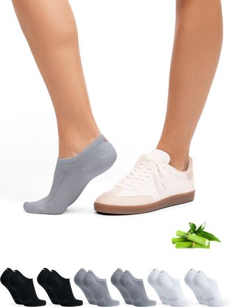 Danish Endurance 6 Paar Bambus Füßlinge, Unsichtbare Sommer Sneaker-Socken, Unisex, für Damen & Herren, Mehrfarbig (2x Grau, 2x Schwarz, 2x Weiß), 35-38