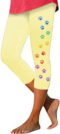 ORANDESIGNE Leggings 3/4 Femme Taille Haute Skinny Capri Pantalon Slim Impression Décontractés Pantalon Leggings Collant Pantalon de Yoga Pantalon de Survêtement 