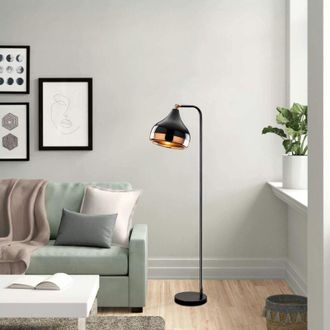 Pier Import Lampadaire design noir et dor&eacute; &agrave; t&ecirc;te orientable SILE