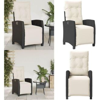 vidaXL Gartensessel mit Fu&szlig;teil Verstellbar Schwarz Poly Rattan - Gartenstuhl - Relaxsessel - Outdoor M&ouml;bel - Gartenm&ouml;bel - Lounge Sessel - Home & Living