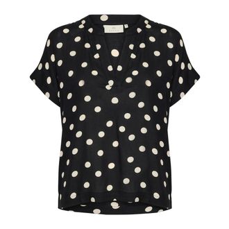 Kaffe Bluse Top & T-Shirt mit Polka Dots - - Blouses & Shirts - Damen - Schwarzk - XS