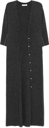 Paco Rabanne robe mi-longue à design superposé - Gris