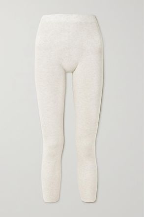 Brunello Cucinelli Verk&uuml;rzte Leggings Aus Metallic-rippstrick - Wei&szlig;