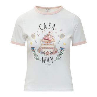 Casablanca Femme, Tops, Blanc, Taille: 42 FR Beyond Destiny Longline Ringer T-shirt &agrave; manches courtes