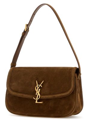 Saint Laurent Womens Brown Suede Solferino Shoulder Bag Orange Caramel Cogn Borse A Mano