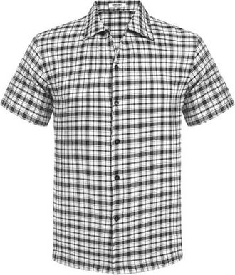 Coofandy Chemise Homme Manches Courtes Chemise a Carreaux Chemises Bucheron Chemises Ete DéContractées Noir & Blanc Motif à Grands Carreaux M