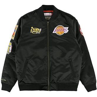 Mitchell & Ness M&N Satin Bomber Veste - FLIGHT Los Angeles Lakers noir