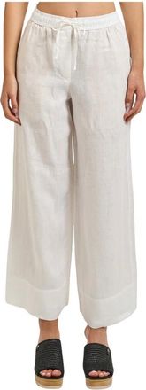 Tommy Hilfiger Femme, Pantalons, Blanc, Taille: 42 FR Relaxed Linen Pull-On Pant