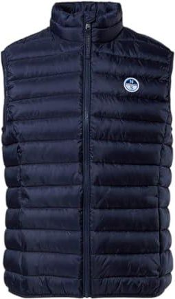 North Sails Skye Vest Gilet pour homme en tissu micro-ripstop recycl&eacute; avec rev&ecirc;tement hydrofuge et rembourrage en REPREVE, bleu marine, XXL