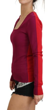 Dolce & Gabbana Womens Viscose Square Neck Pullover Burgundy Polyester Nylon