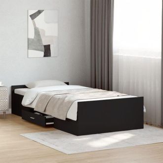 vidaXL Bettgestell mit Schubladen Schwarz 75x190 cm Holzwerkstoff Vidaxl
