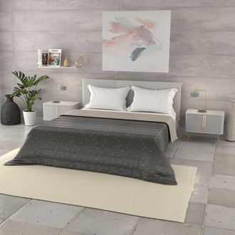 Italian Bed Linen Sommer Steppdecke Basic, Mikrofaser, Stars Grigio, 250x240cm