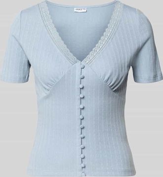 Jake*s Casual T-Shirt mit Spitzenbesatz und Knopfleiste