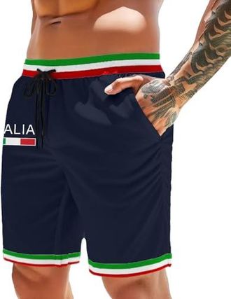 Generic Short Homme Drapeau Italie Short Taille &eacute;lastique Cordon de serrage Pantalon de natation d&eacute;contract&eacute; Pantalon de plage l&eacute;ger Short de loisirs Hawa&iuml;en 