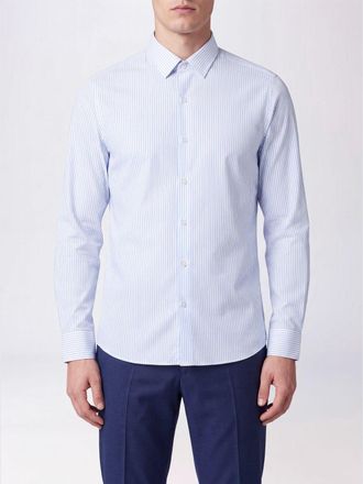 Roberto Ricci Design Chemise &agrave; rayures en tissu technique avec une coupe slim et col classique