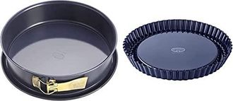 Dr. Oetker Springform Ø 28 cm BACK-LIEBE EMAILLE, Backform mit schnitt- & kratzfestem Flachboden mit Emaille-Versiegelung, Blau & Obstform Ø 28 cm, Obstkuchenfor