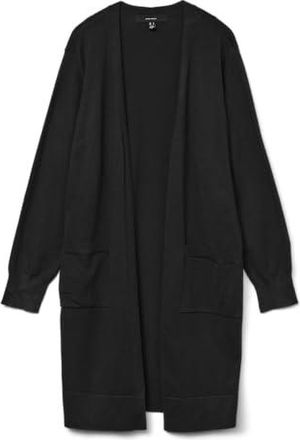 Vero Moda Cardigan Long pour Femme - Coupe Ample - Poches - Manches Longues, Noir, M