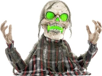 HOMCOM 70cm Halloween Dekoration Skelett Halbk&ouml;rper Figur mit LED-Lichter, Soundfunktion, Haust&uuml;r Deko mit verstellbare Arme, Halloween Horror Ornamente f&uuml;r 