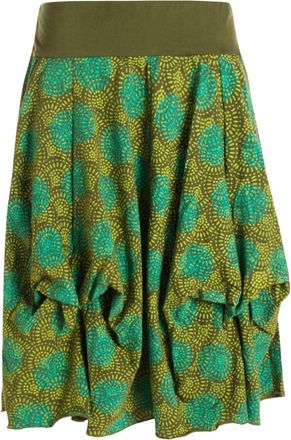 vishes knielanger Ballon-Rock mit Bl&uuml;tenmuster in Olive | Gr&ouml;&szlig;e XL (42) | Handgefertigt aus 100% Baumwolle | Ideal f&uuml;r jeden Anlass | Nachhaltige Alternative