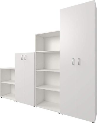 Möbelando Multi-Kombi Regalkombi Schrankkombi Bürokombi Kombischrank Treppe Trio 2345 Weiß