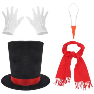 Cabilock 1 Satz Schneemann Kost&uuml;mset mit M&uuml;tze Rotem Schal und Filzhut Wiederverwendbares Weihnachts Schneemann Zubeh&ouml;r f&uuml;r Selbstgemacht Dekoration und Weihna